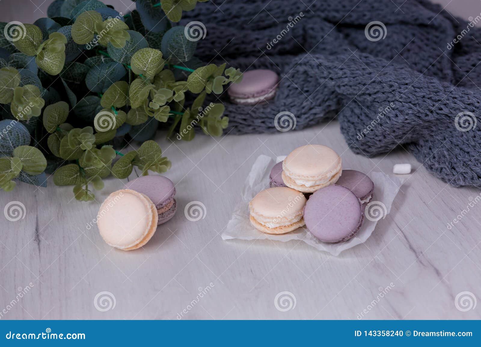 Purple Macaroons on the Table. Stock Photo - Image of confection ...