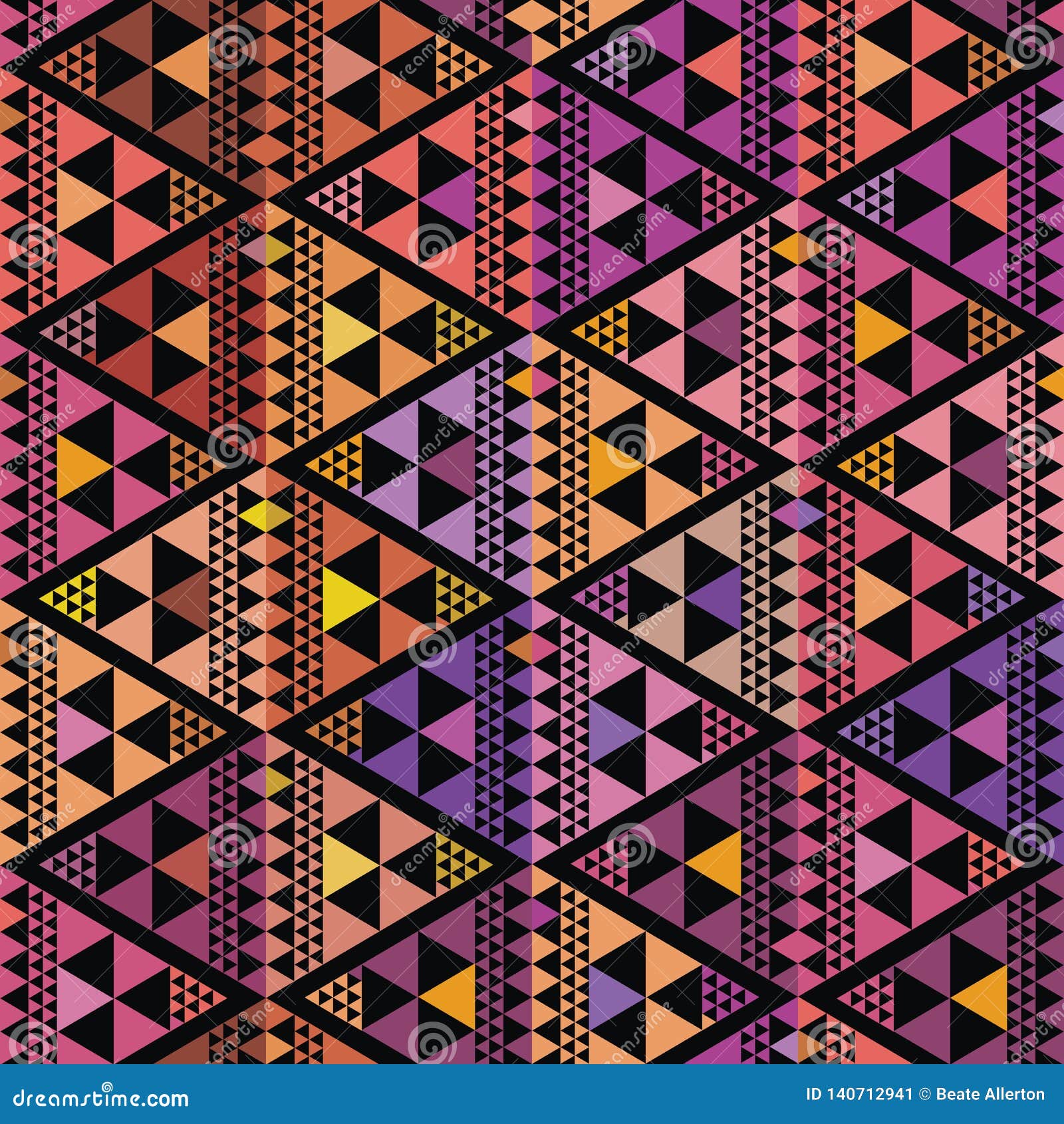 Purple, Pink and Orange Triangle Geometric Design. Repeat Vector ...