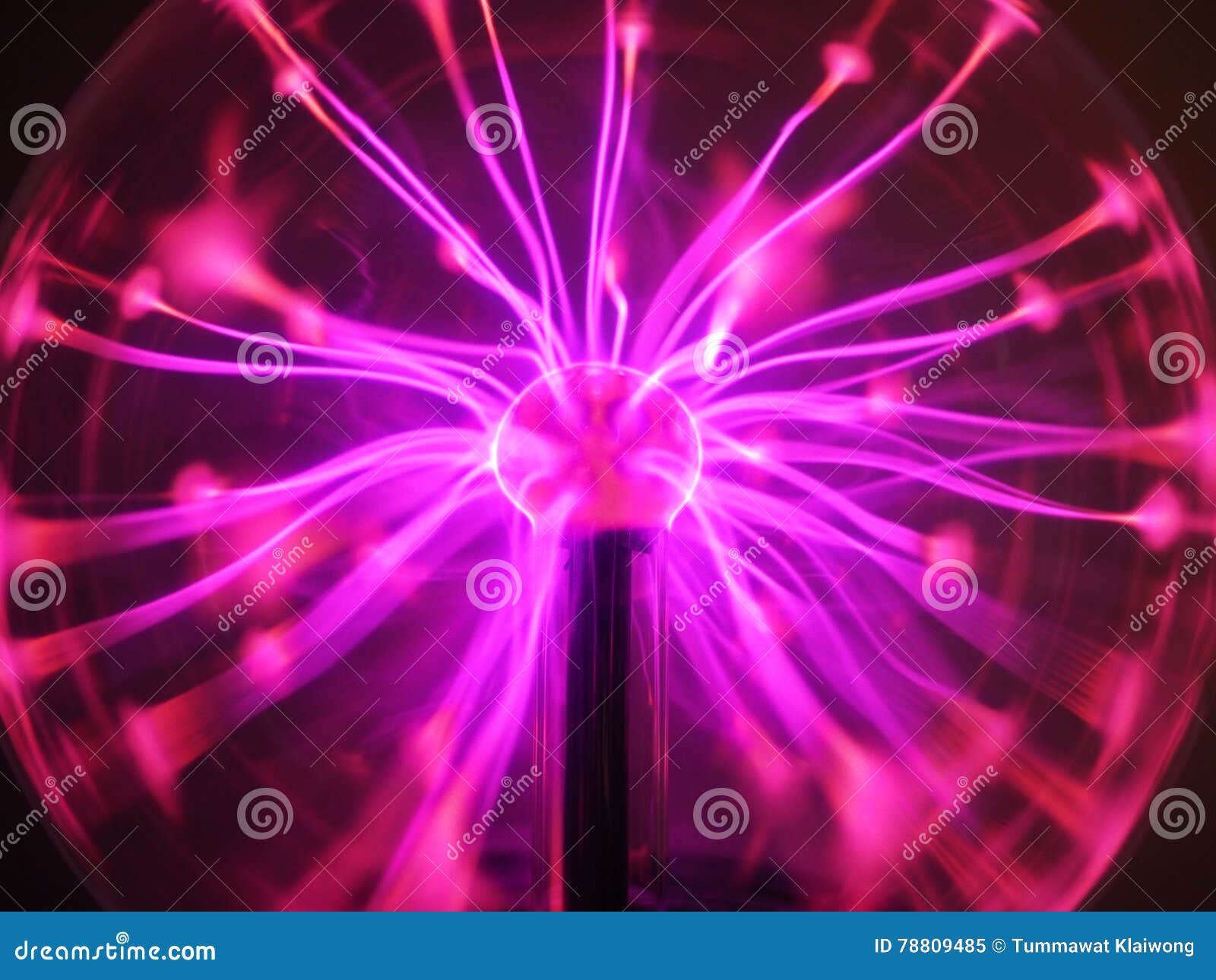 Purple and Pink Plasma Filaments in Plasma Globe or Ball Stock Image ...