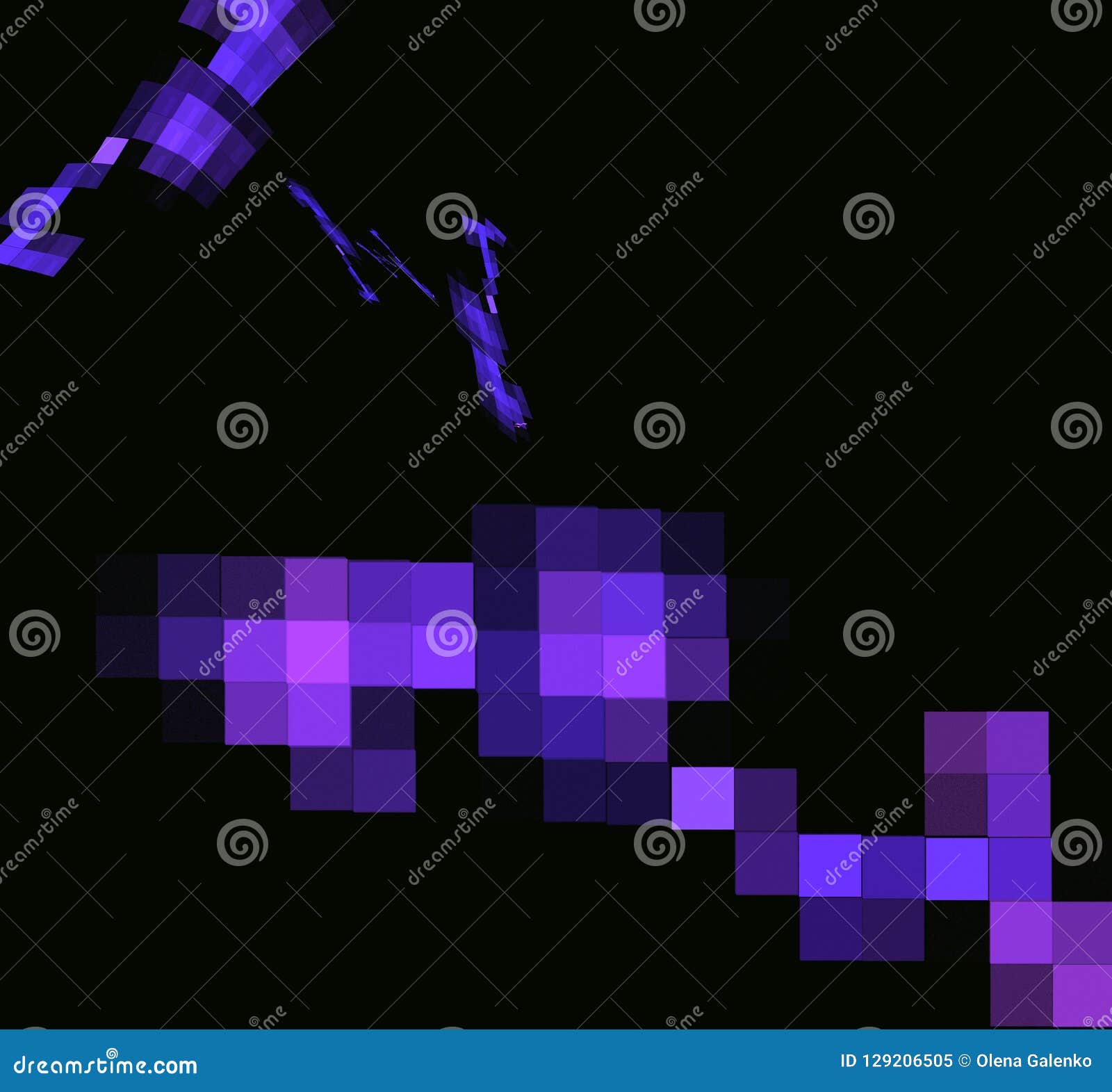 Purple Pixel Fractal Texture. Fantasy Fractal Texture. Digital Art. 3D ...