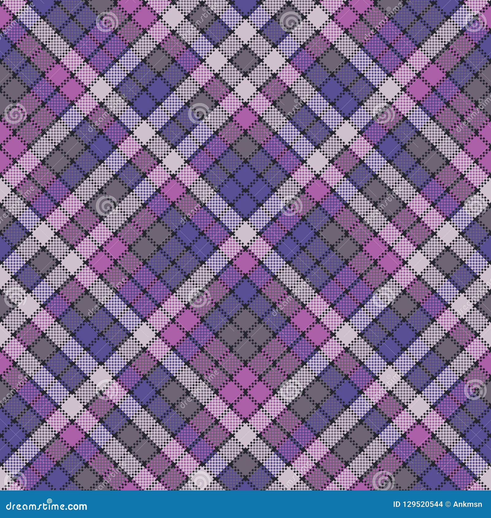 Purple Pixel Plaid Fabric Texture Seamless Pattern Stock Vector ...