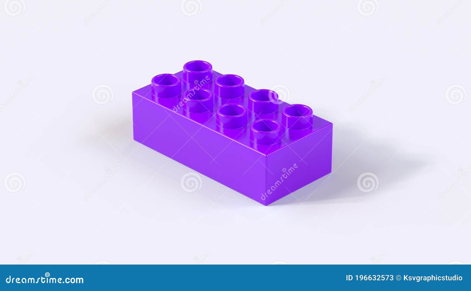 Purple Plastic Building Lego Brick on a White Background. 3d Render ...