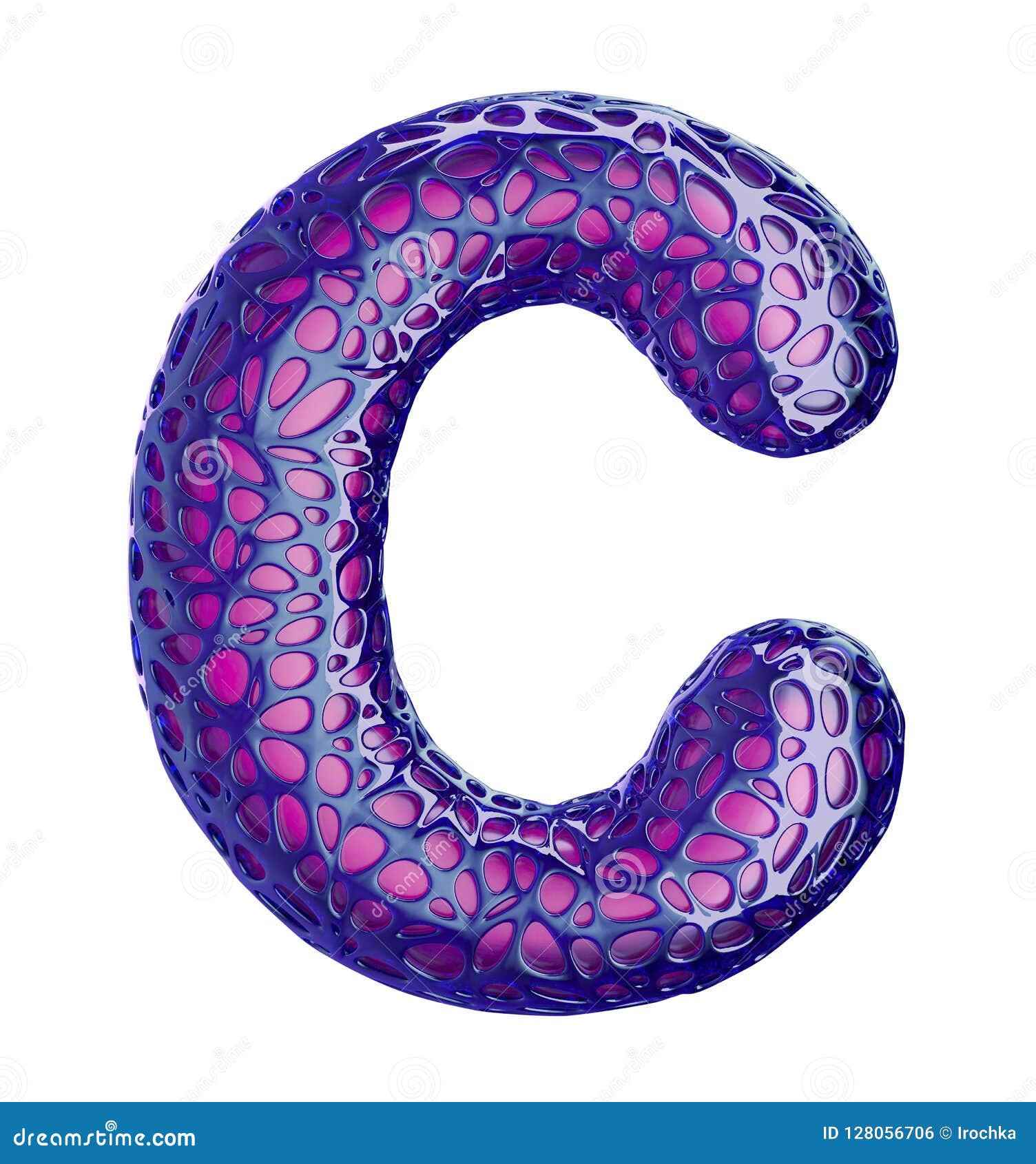 Purple Plastic Letter C with Abstract Holes. 3d Stock Illustration ...