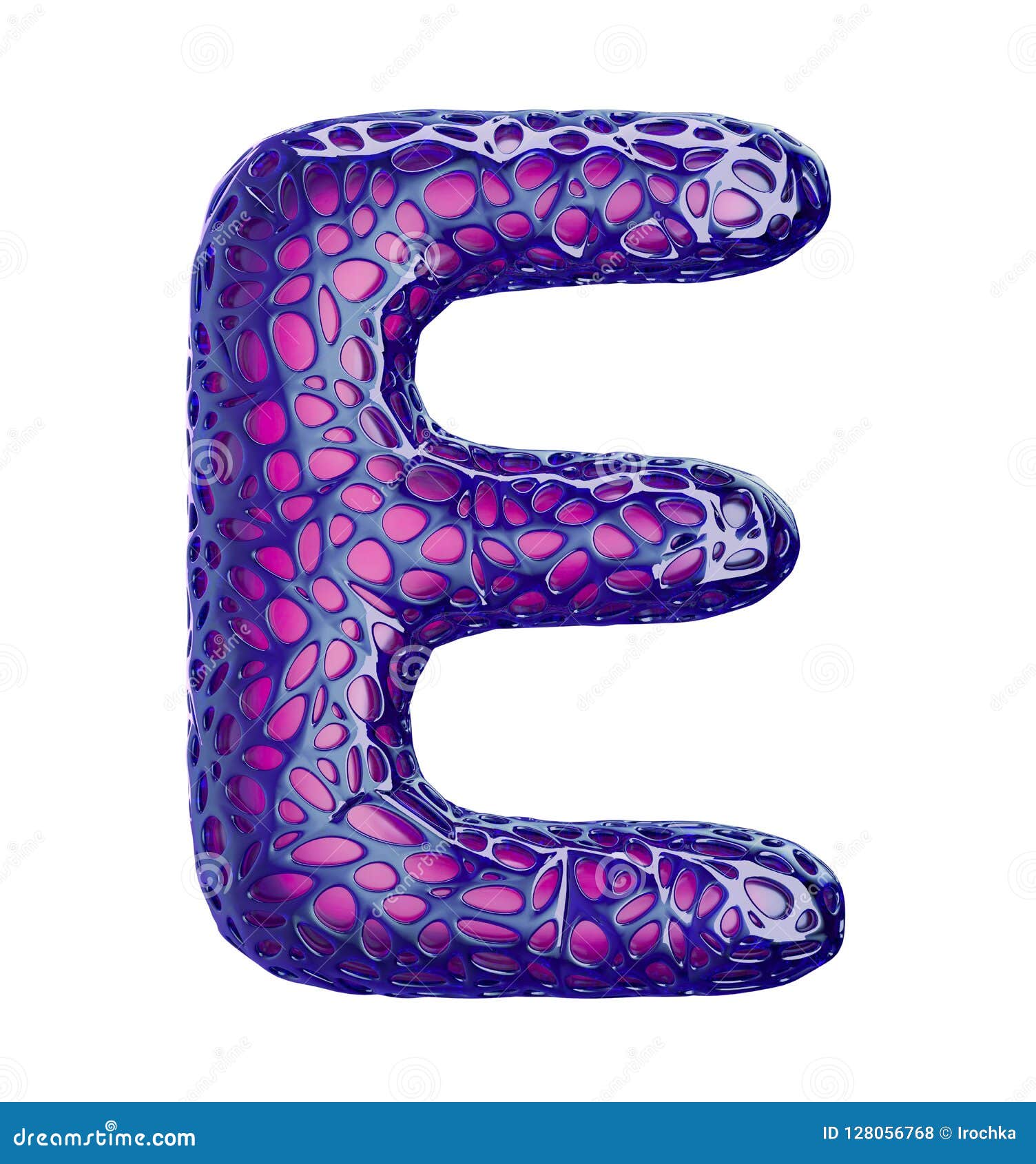 Purple Plastic Letter E with Abstract Holes. 3d Stock Illustration ...
