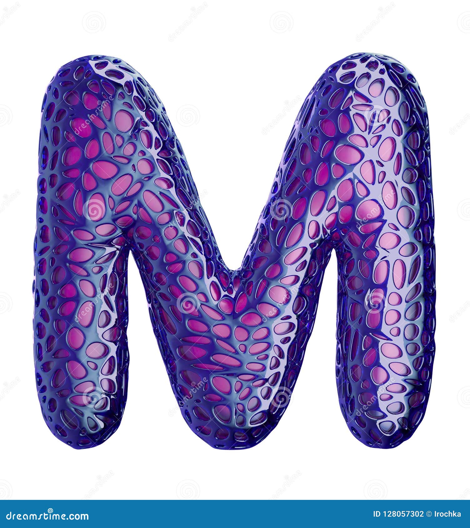 Purple Plastic Letter M with Abstract Holes. 3d Stock Illustration ...
