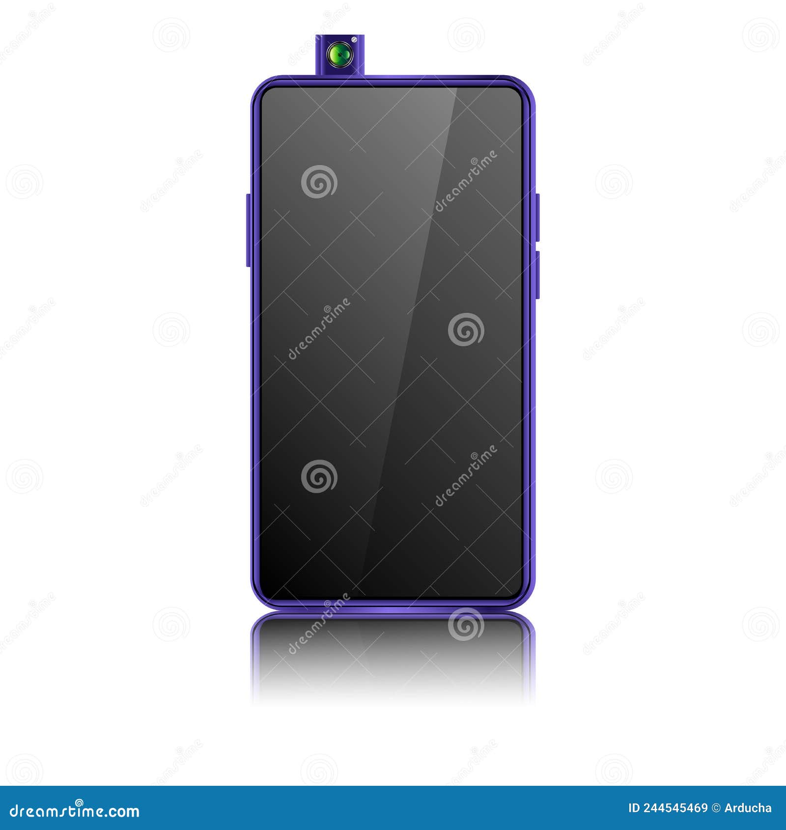 Purple Pop Up Camera Realistic Smartphone Cartoon Vector ...