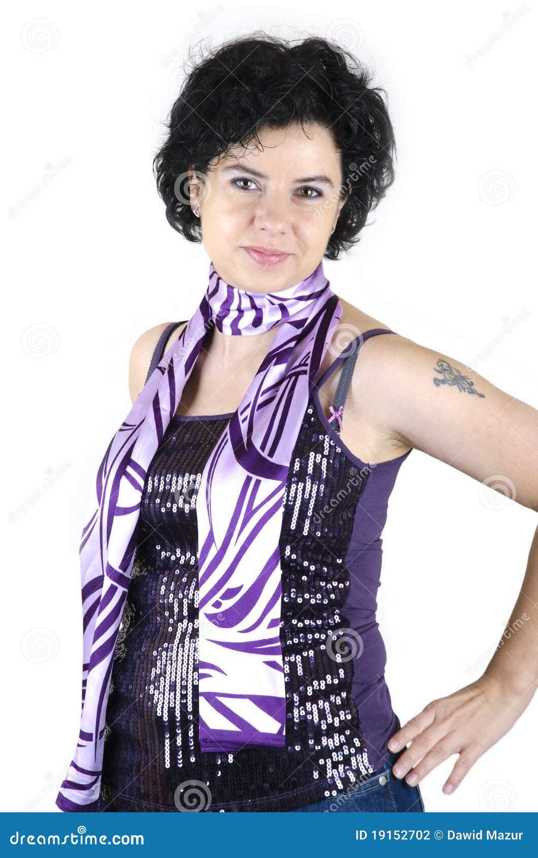 Purple portrait of a woman stock photo. Image of scarf - 19152702