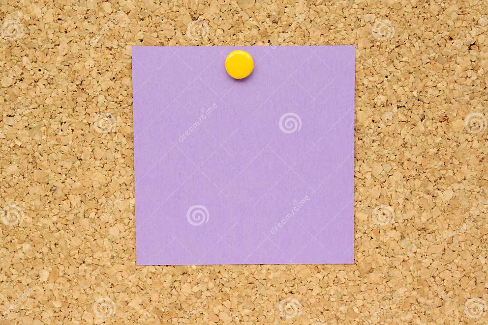 Purple Post it Note stock photo. Image of space, cork - 15163074