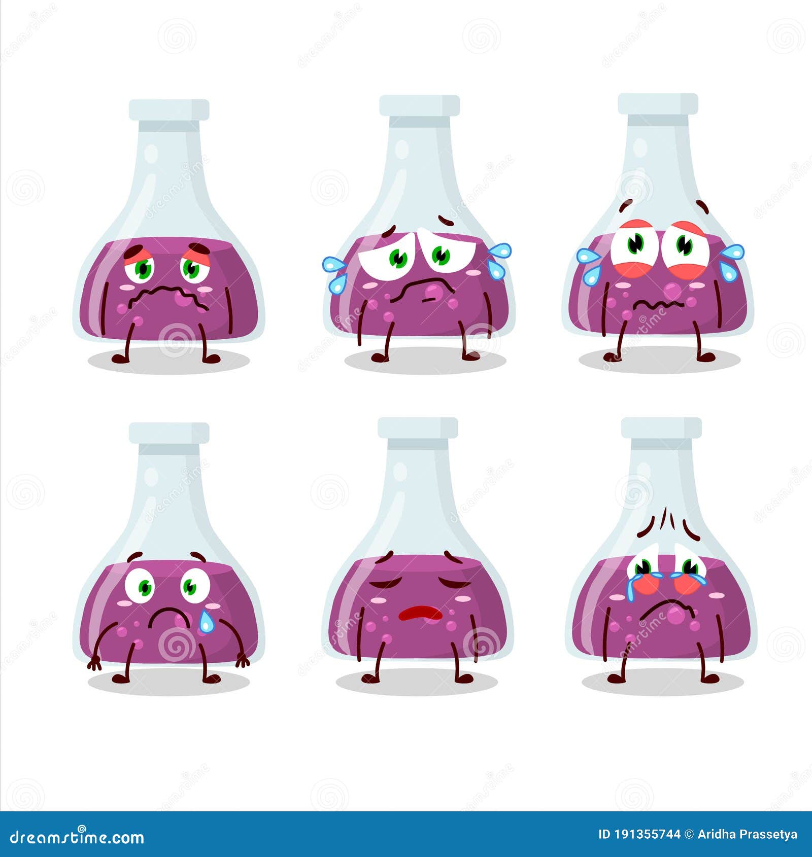 Purple Potion Cartoon Character with Sad Expression Stock Vector ...