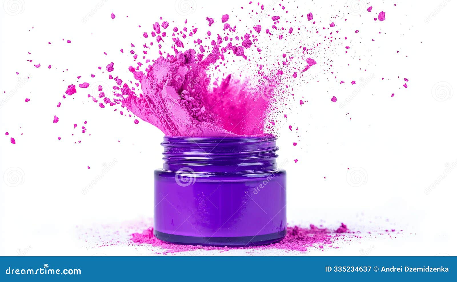 Purple Powder Exploding Out of a Transparent Cosmetics Jar Stock Image ...