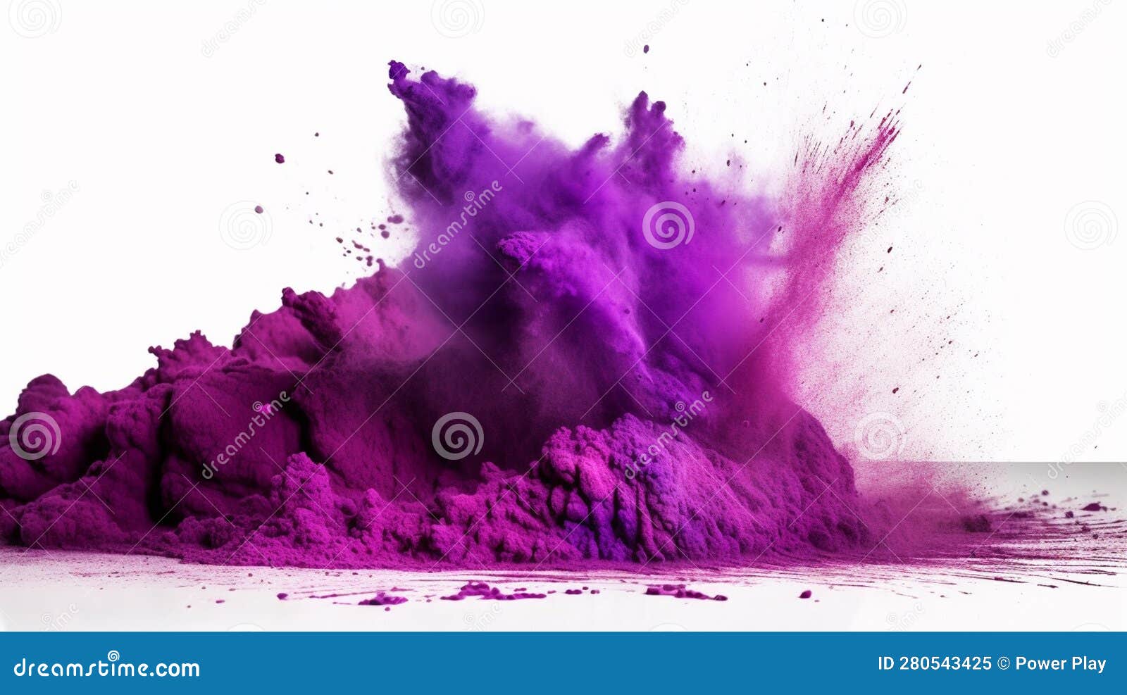Purple Powder Explosion Isolated on White Background. 3d Rendering ...