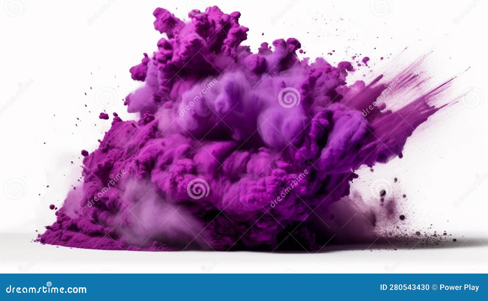 Purple Powder Explosion Isolated on White Background. 3d Rendering ...