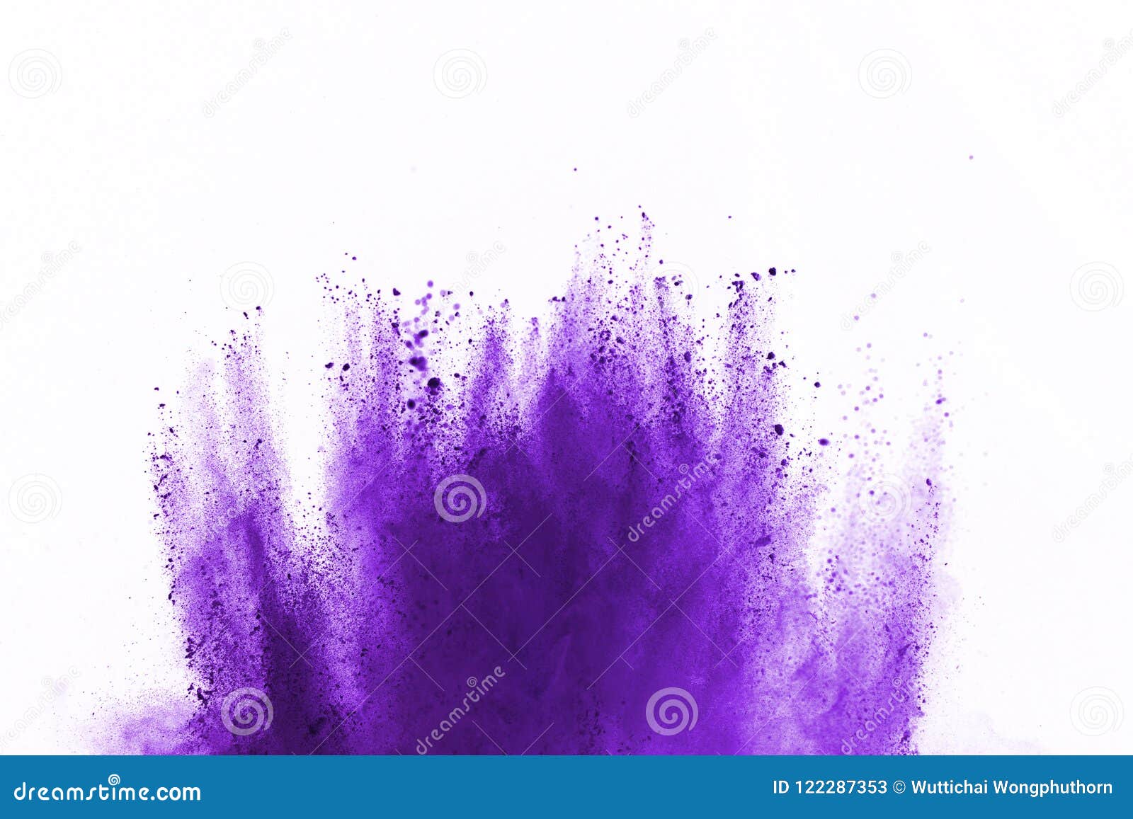 Purple Powder Explosion on White Background. Violet Cloud Splatted ...
