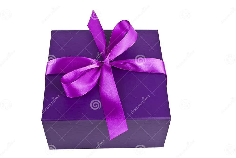 Purple Present Box Isolated Stock Image - Image of celebration, decor ...