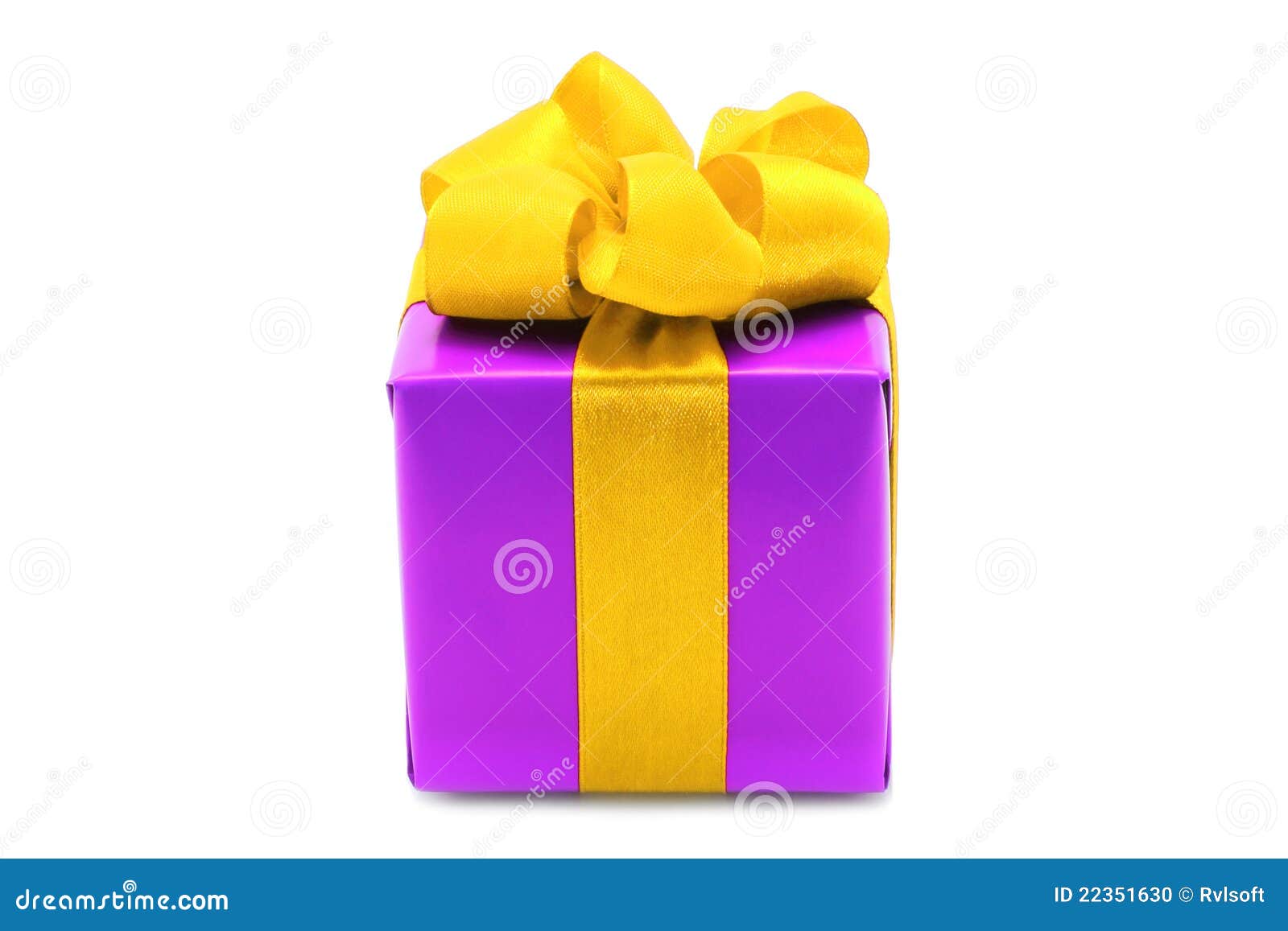 Purple Present Box with Yellow Bow Stock Photo - Image of gift, shape ...