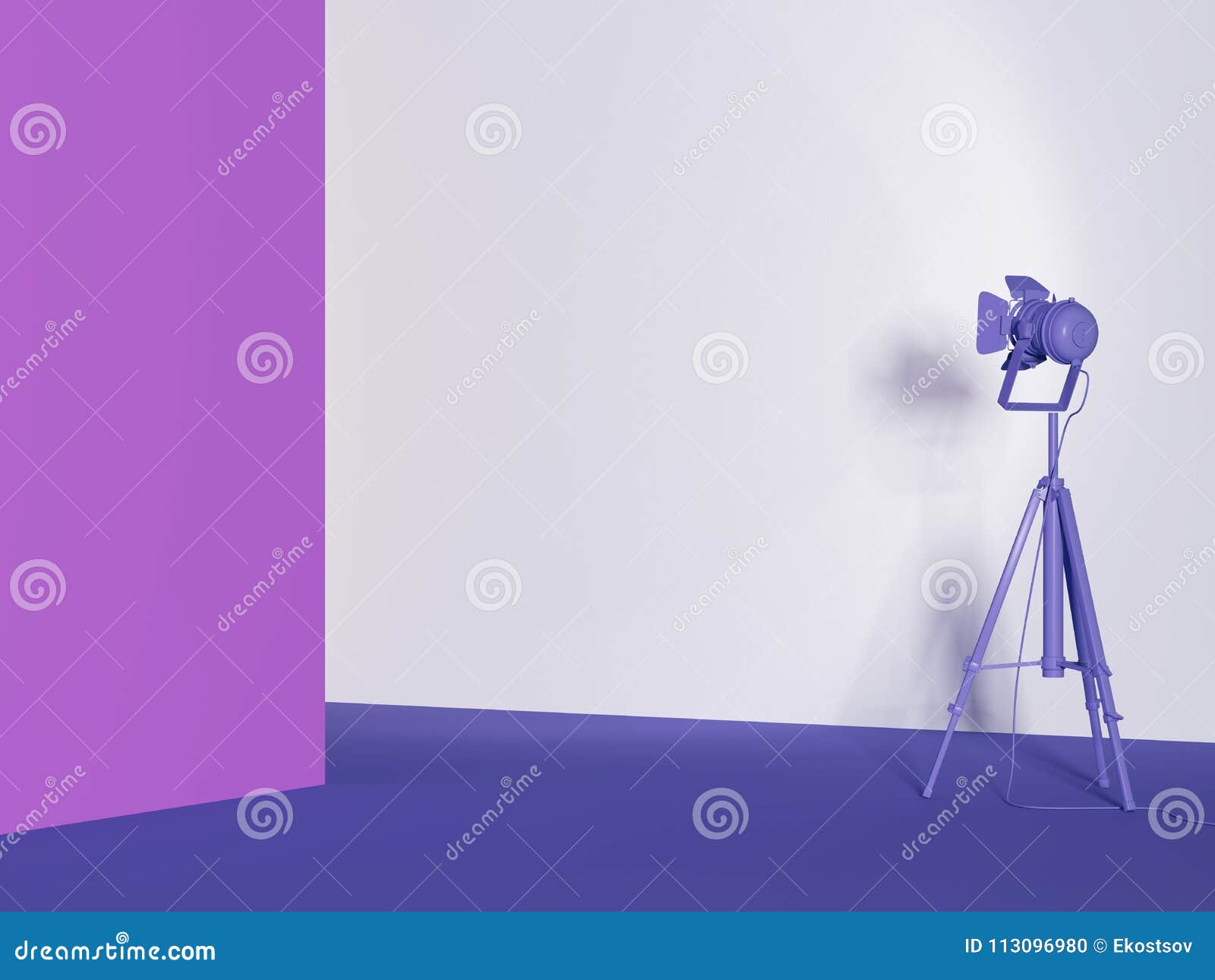 Purple Projector in Colored Interior. 3d Rendering Stock Illustration ...