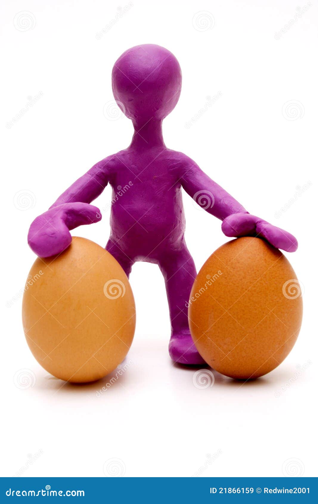 Purple Puppet of Plasticine Holding Two Eggs Stock Image - Image of ...