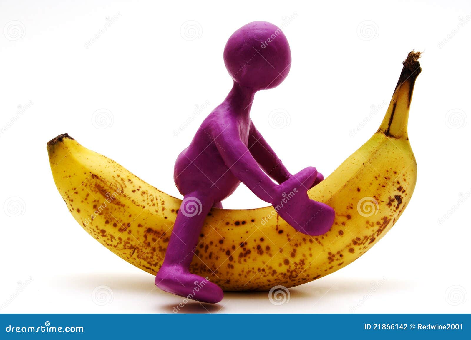 Purple Puppet of Plasticine Riding on Banana Stock Photo - Image of ...