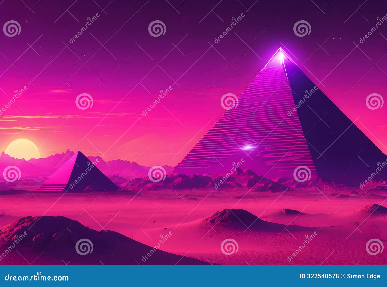 A Purple Pyramid in the Desert Stock Illustration - Illustration of ...