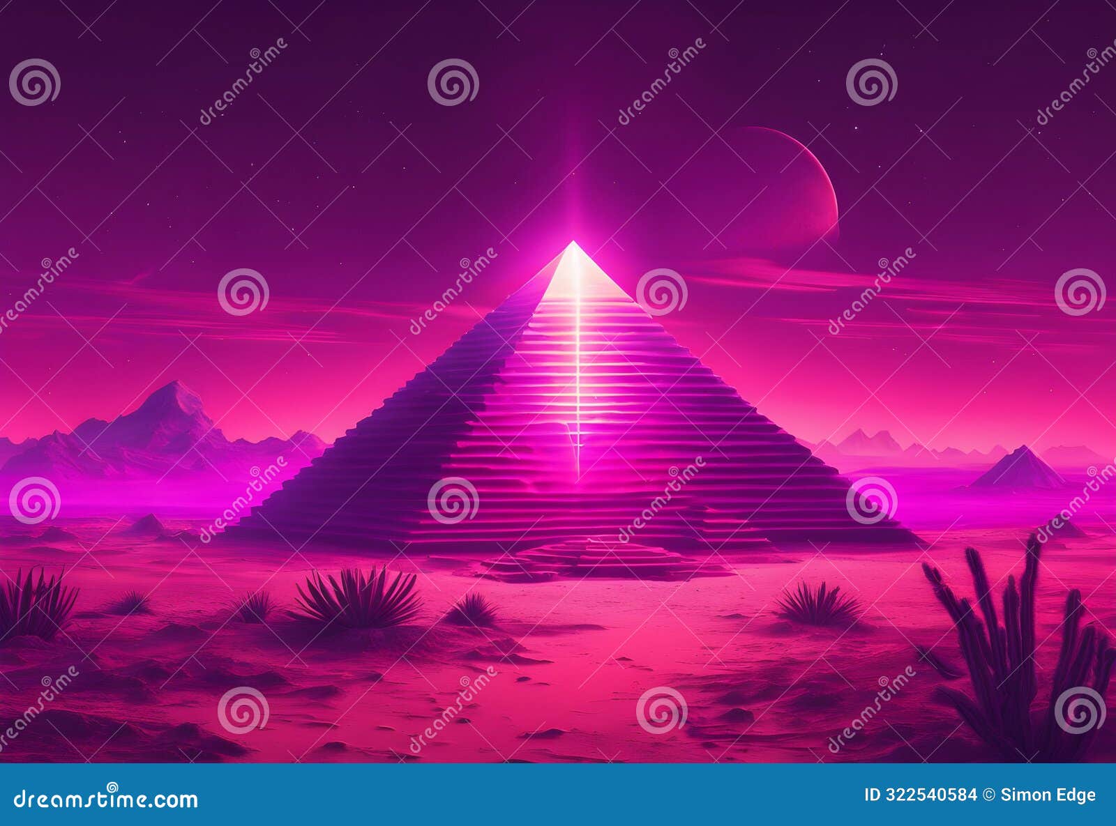 A Purple Pyramid in the Desert Stock Illustration - Illustration of ...