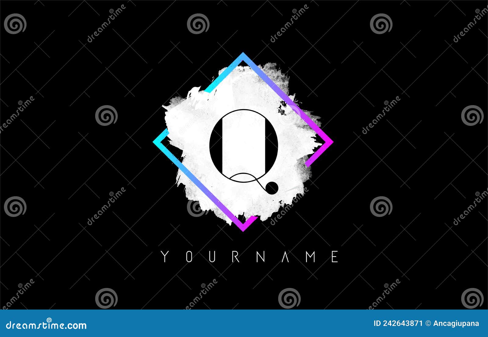 Purple Q Letter Logo Design with White Stroke and Gradient Frame Stock ...