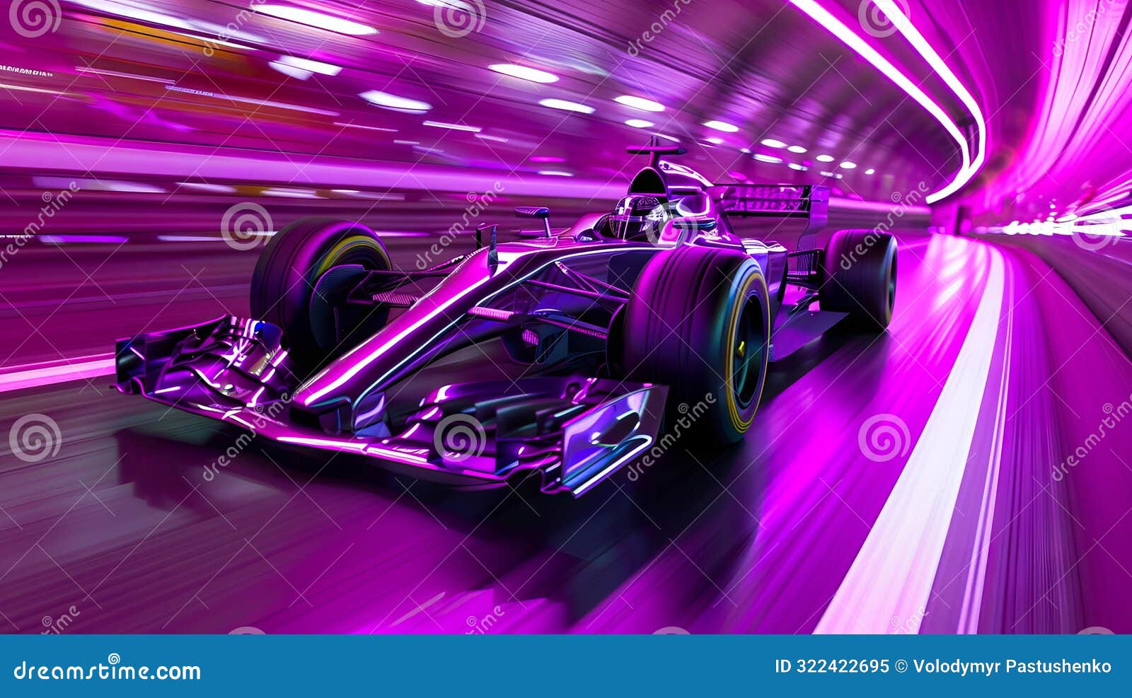 A Purple Racing Car Driving through a Tunnel Stock Image - Image of ...
