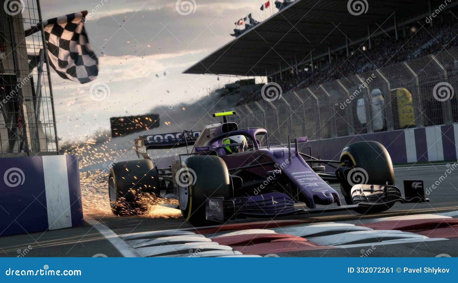 Purple Racing Car at the Finish Line Stock Image - Image of beautiful ...