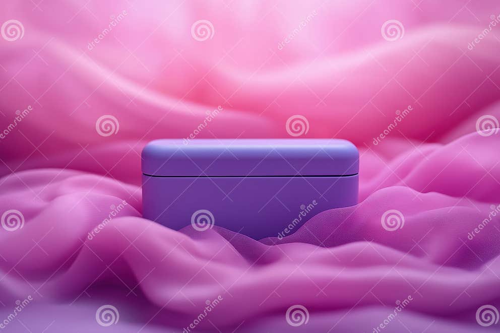 Purple Rectangular Box Resting on Pink Silk Fabric: Packaging Design ...