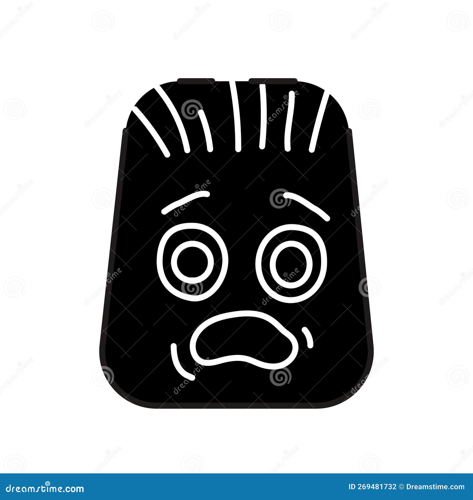 Purple Rectangular Scared Character Color Line Icon. Mascot of Emotions ...