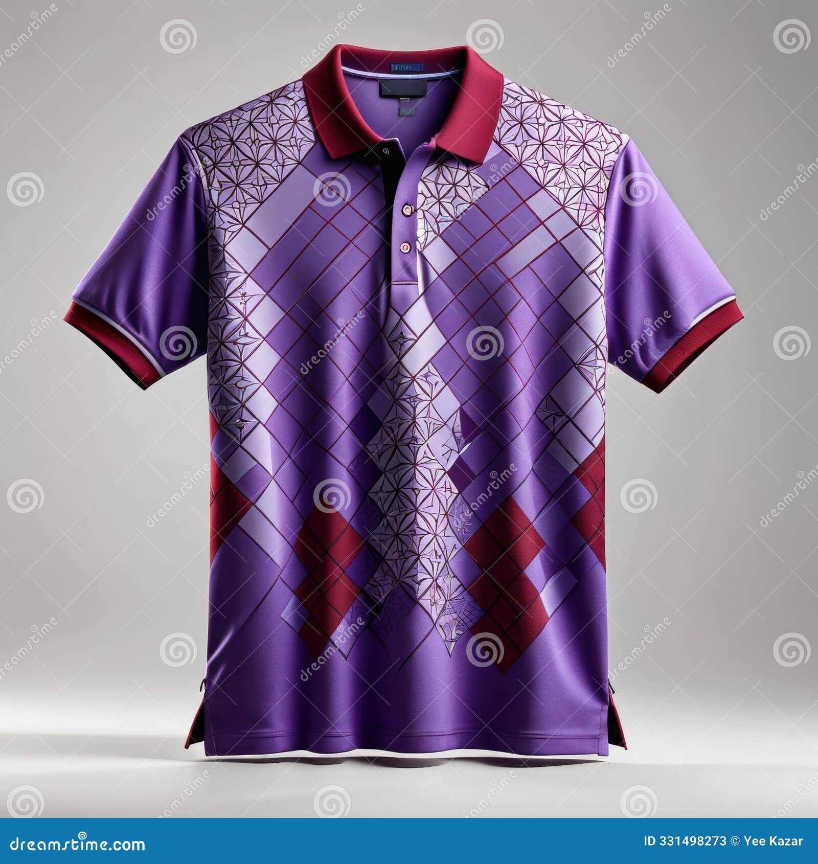 Purple and Red Geometric Pattern Polo Shirt. Stock Illustration ...