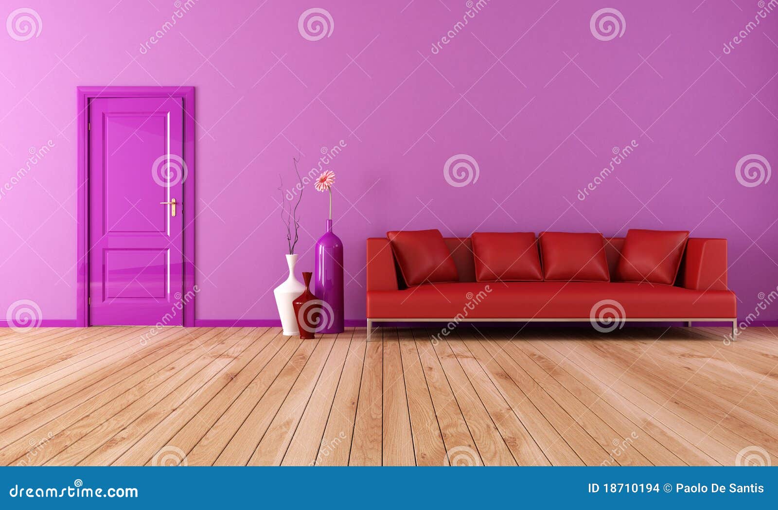 Purple and red living room stock illustration. Illustration of ...