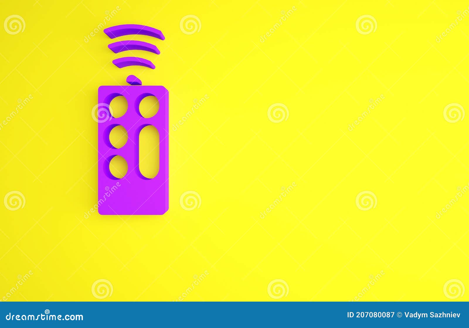 Purple Remote Control Icon Isolated on Yellow Background. Minimalism ...