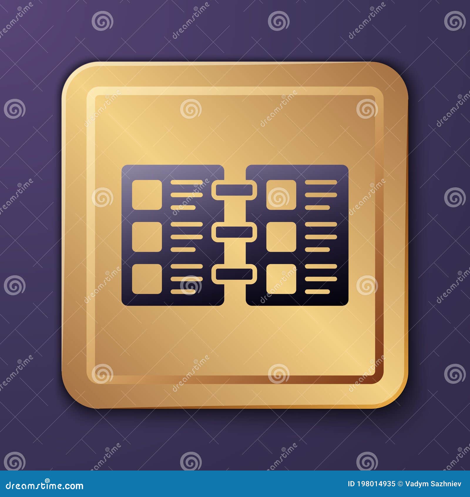 Purple Restaurant Cafe Menu Icon Isolated on Purple Background. Gold ...