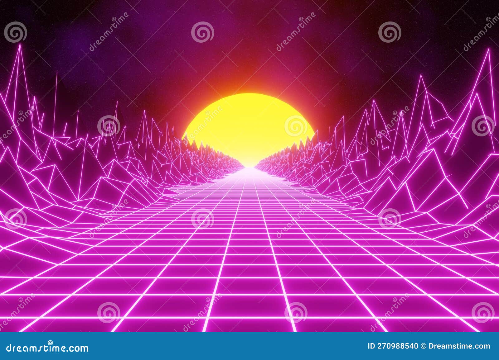 Purple Retro Futuristic Technology Background 3d Render, 80s Retro ...