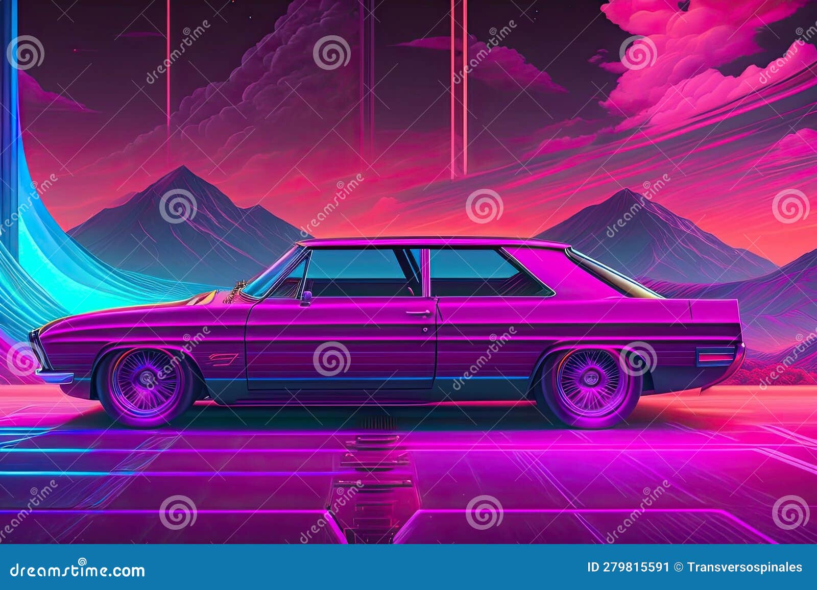 Purple Retrowave Abstract Background Design Generative AI Stock ...