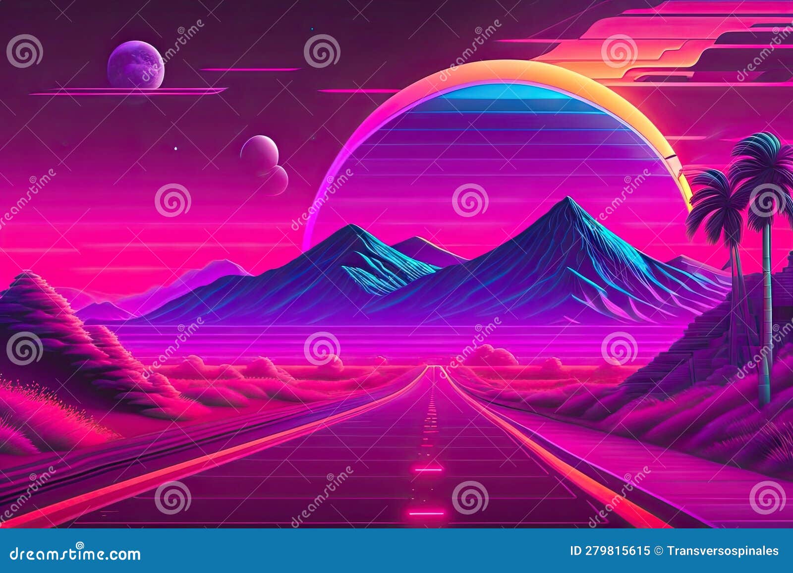 Purple Retrowave Abstract Background Design Generative AI Stock ...