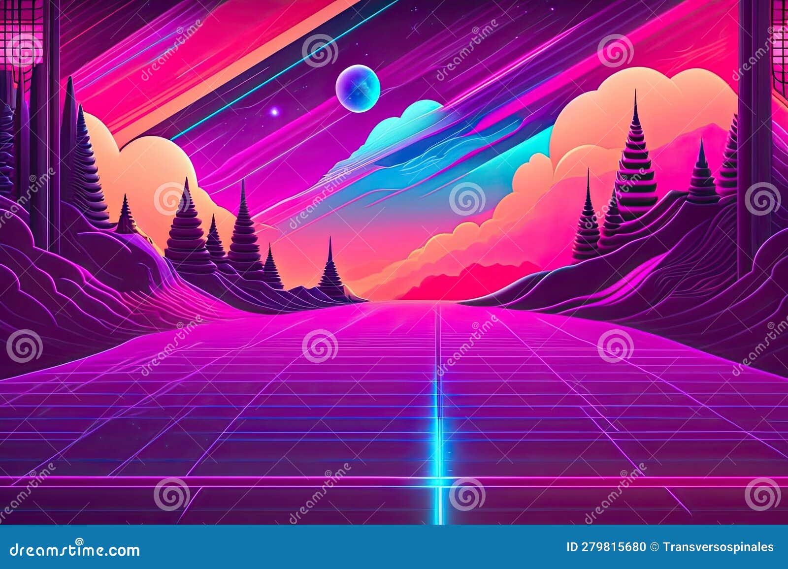 Purple Retrowave Abstract Background Design Generative AI Stock ...