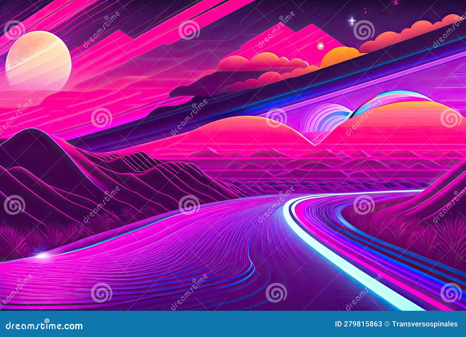 Purple Retrowave Abstract Background Design Generative AI Stock ...