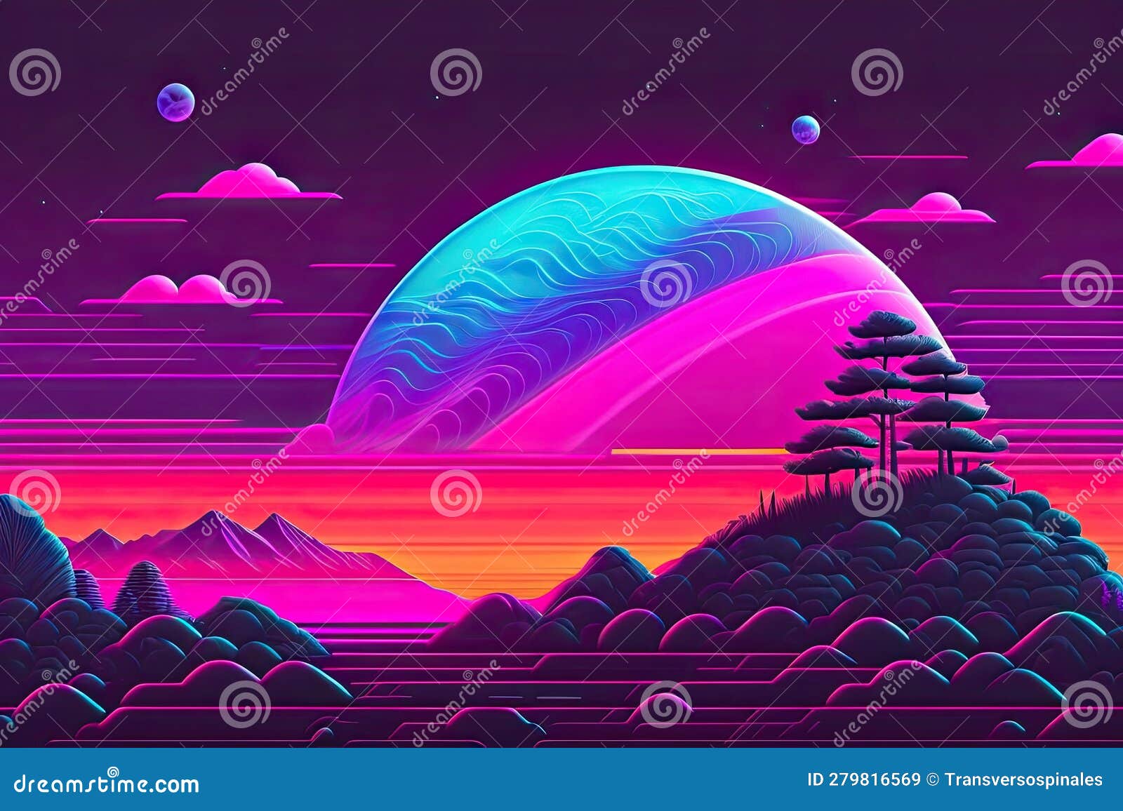 Purple Retrowave Abstract Background Design Generative AI Stock ...