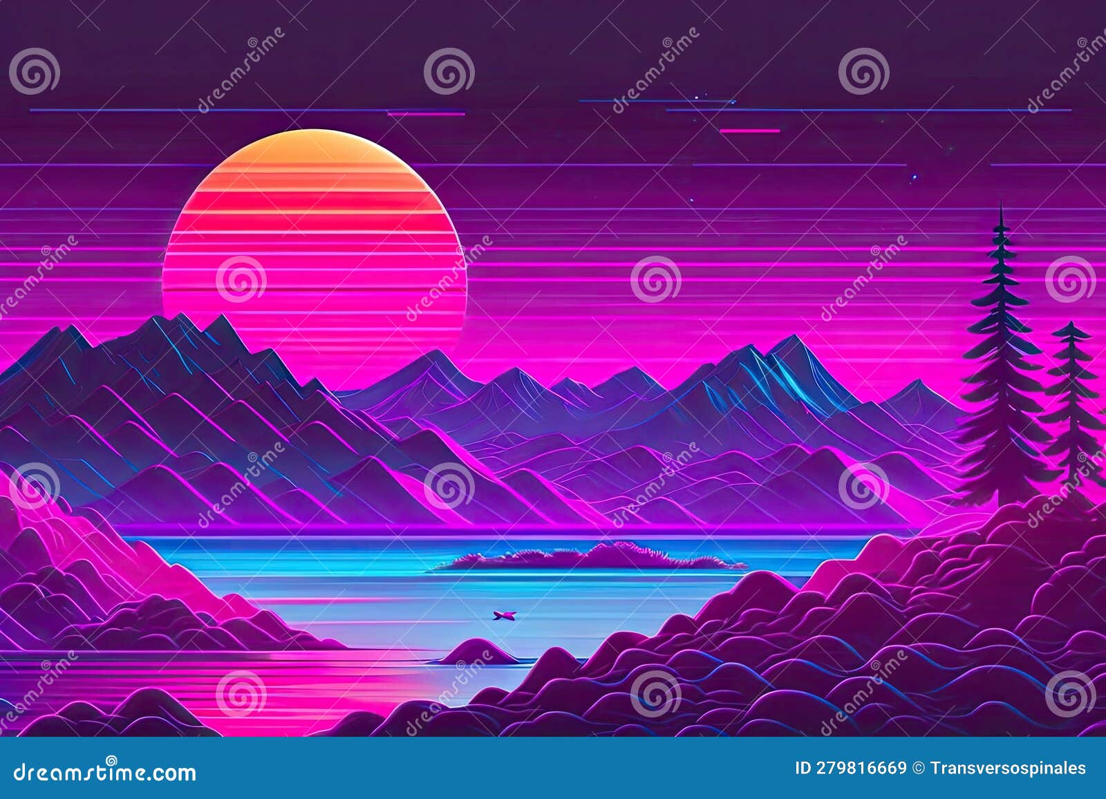 Purple Retrowave Abstract Background Design Generative AI Stock ...