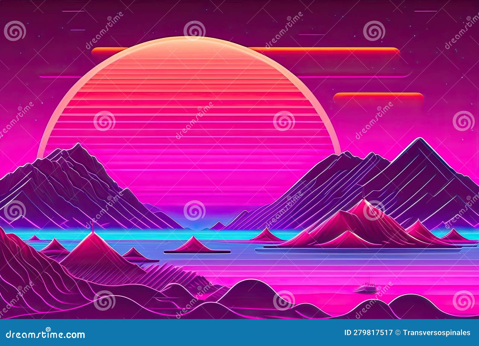 Purple Retrowave Abstract Background Design Generative AI Stock ...