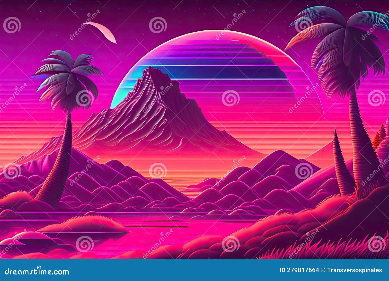Purple Retrowave Abstract Background Design Generative AI Stock ...