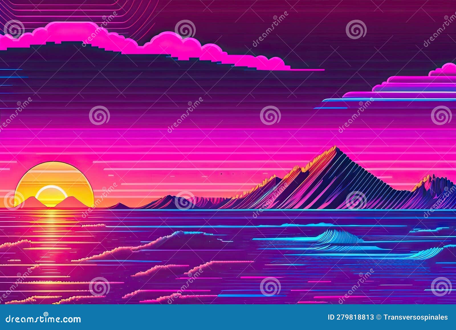 Purple Retrowave Abstract Background Design Generative AI Stock ...