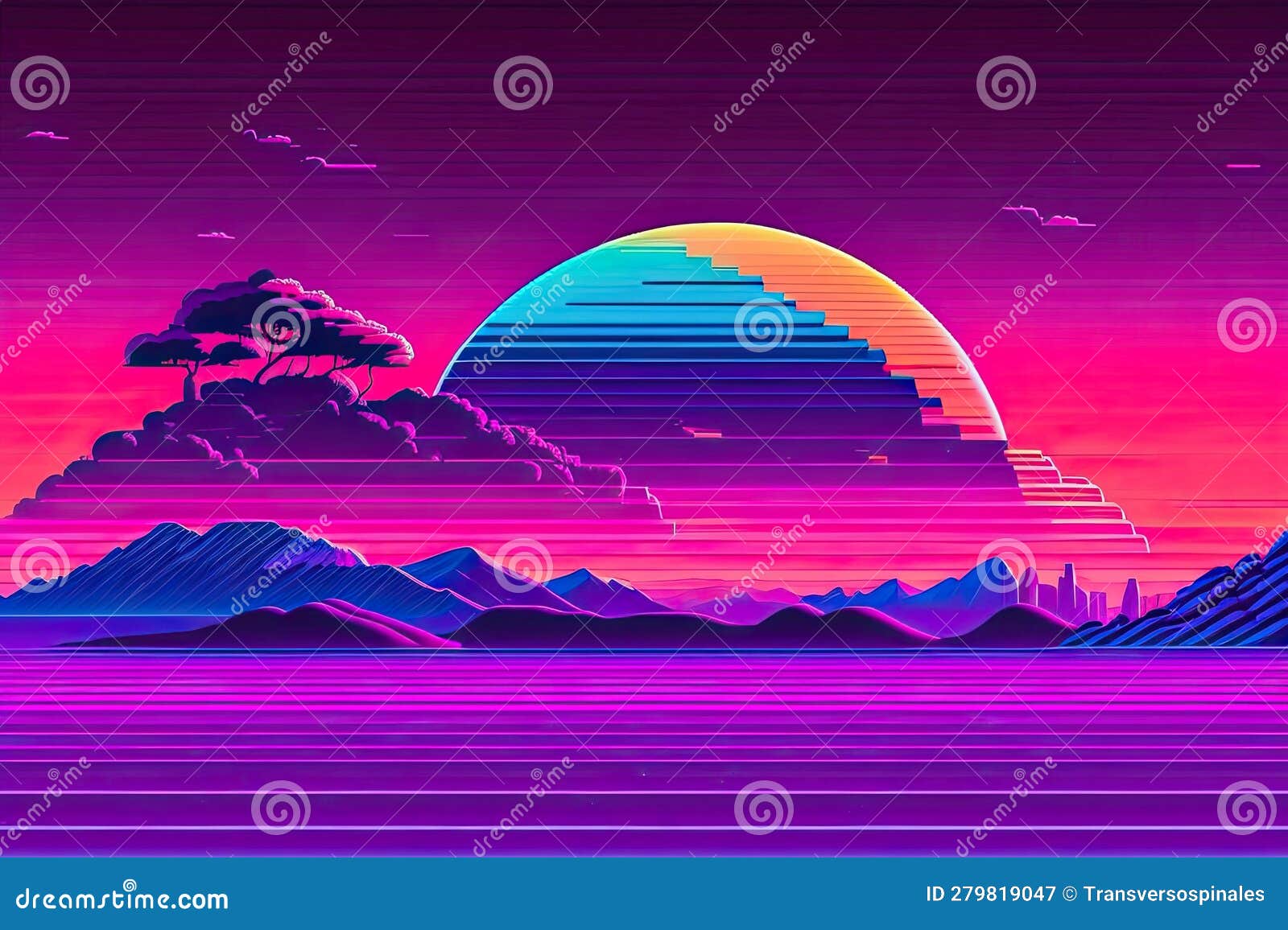Purple Retrowave Abstract Background Design Generative AI Stock ...