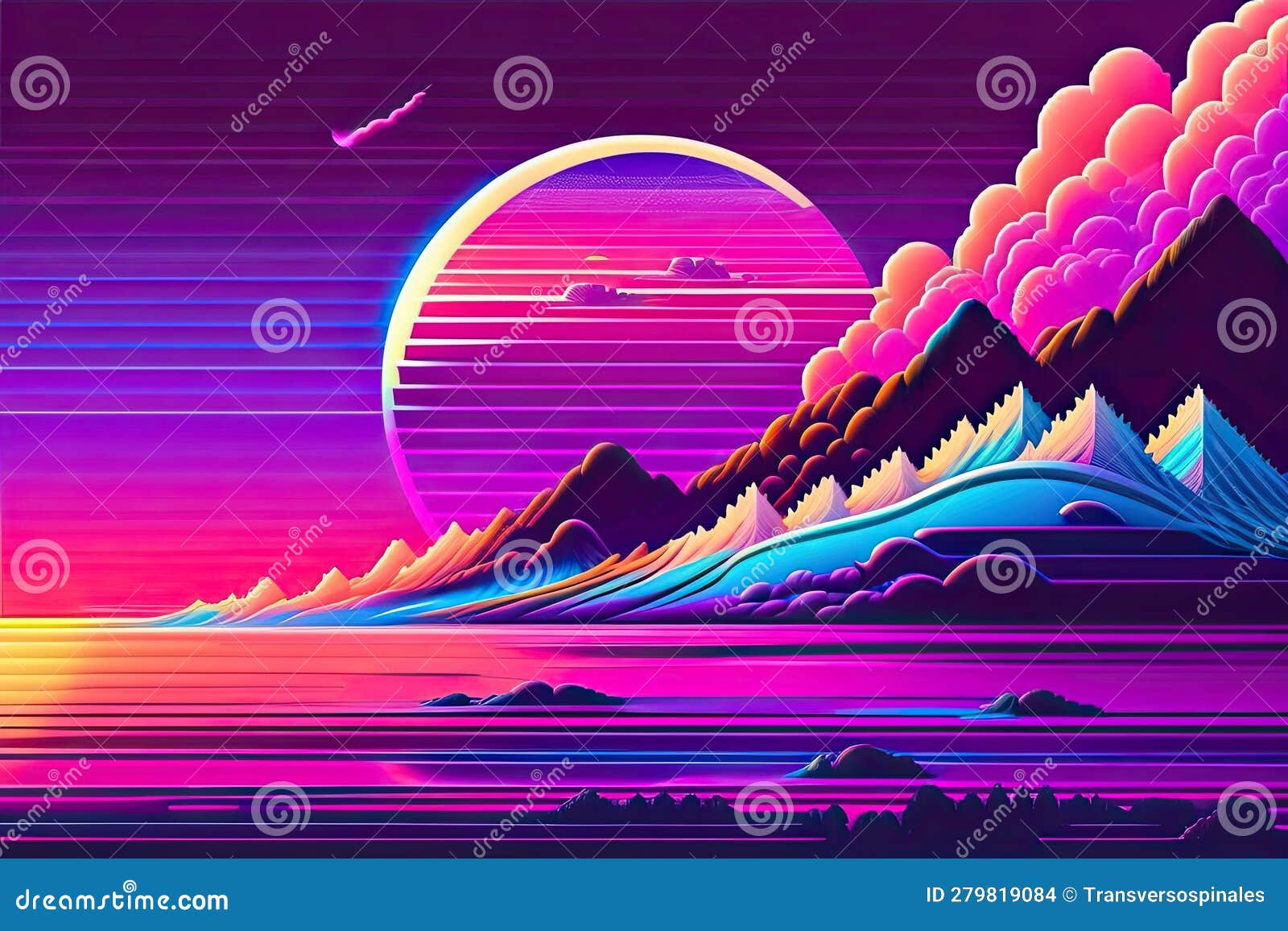 Purple Retrowave Abstract Background Design Generative AI Stock ...