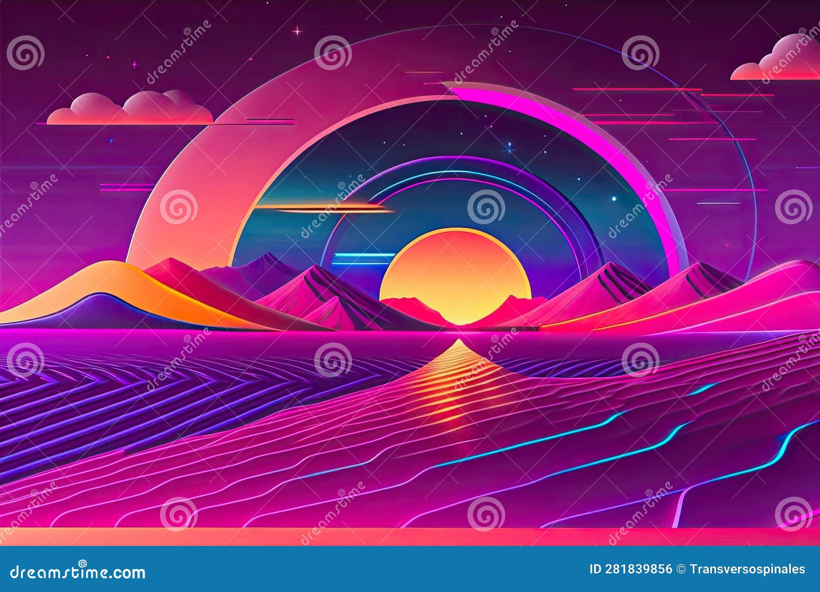 Purple Retrowave Abstract Background Design Generative AI Stock ...