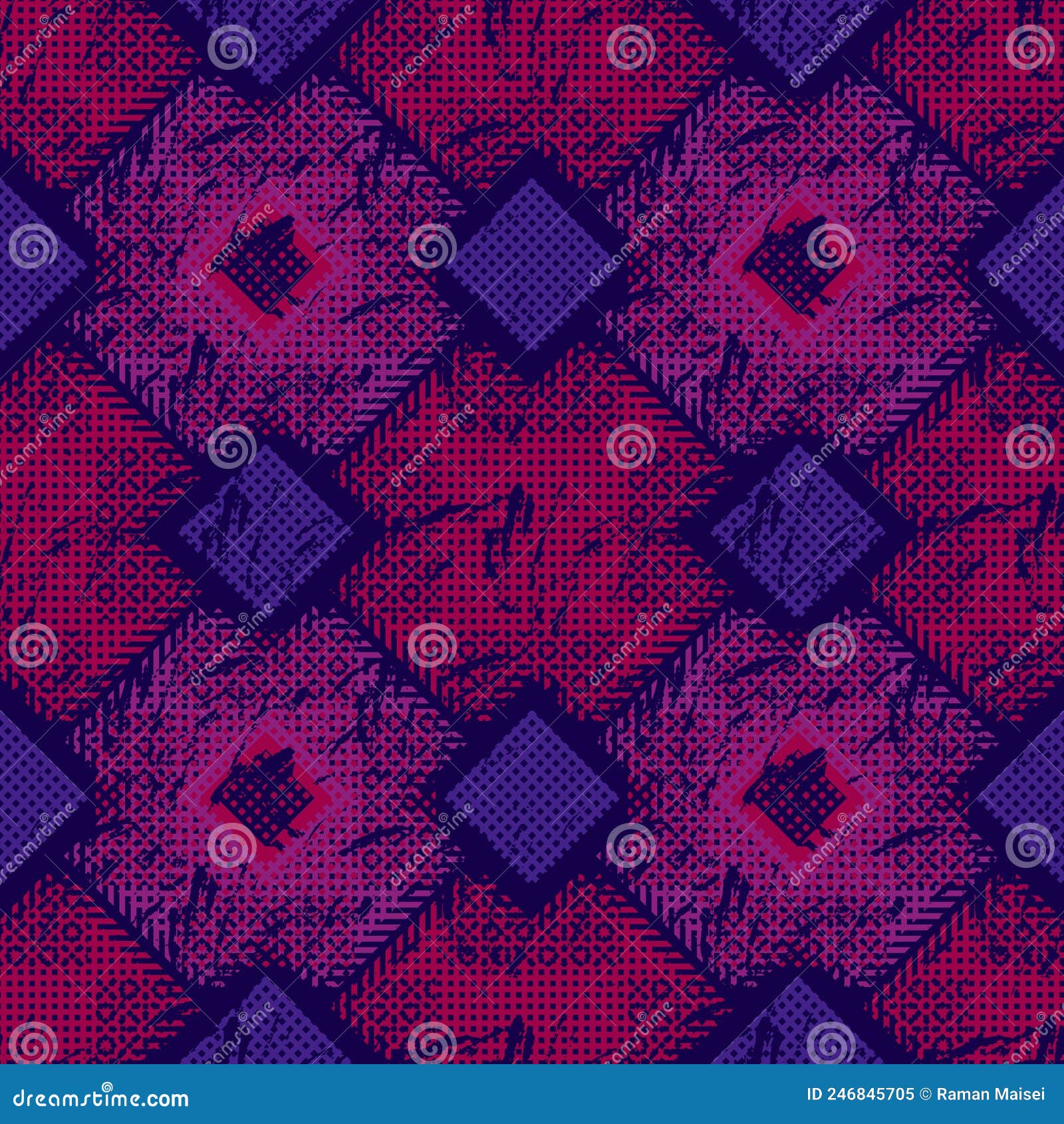 Purple Rhombus Folkloric Pattern Stock Vector - Illustration of ornamental, fabric: 246845705
