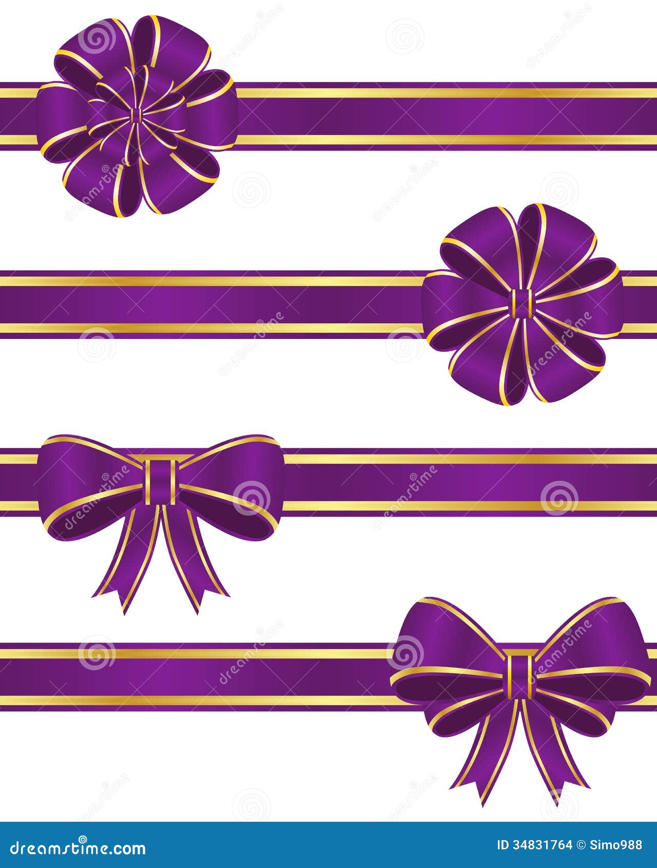 Purple ribbons stock vector. Illustration of bows, holiday - 34831764