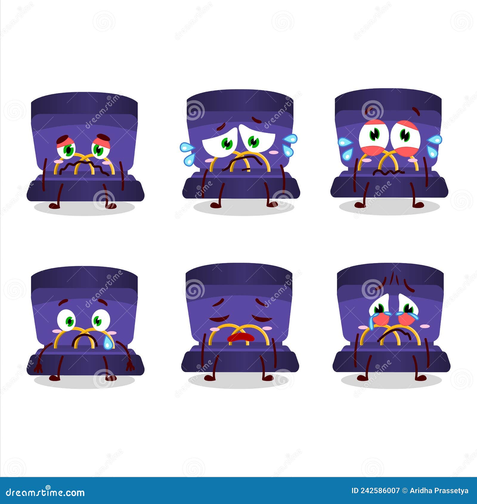 Purple Ring Box Cartoon Character with Sad Expression Stock Vector ...