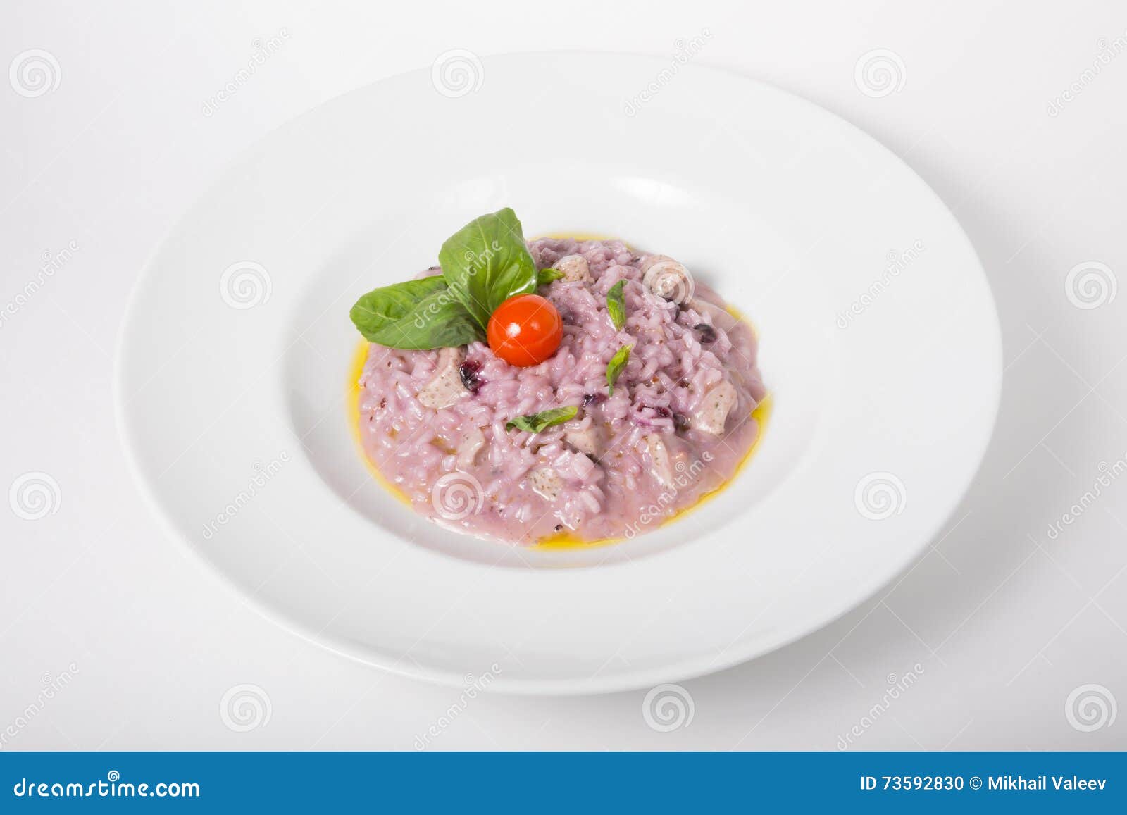 Purple risotto plate stock photo. Image of italian, basil - 73592830